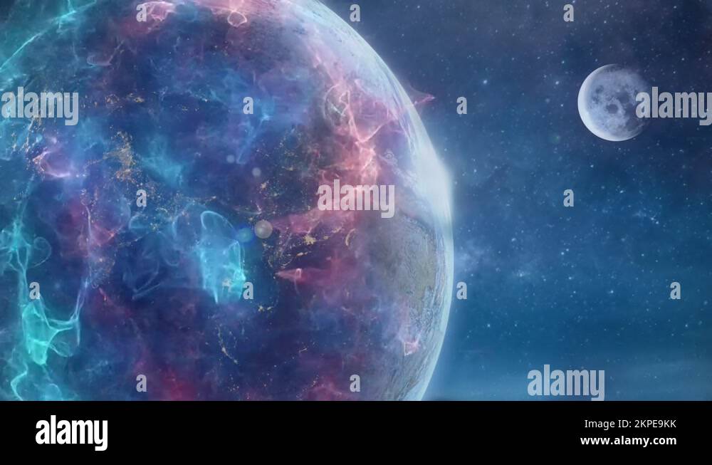 Planet earth wrapped in digital signal motion background Stock Video ...