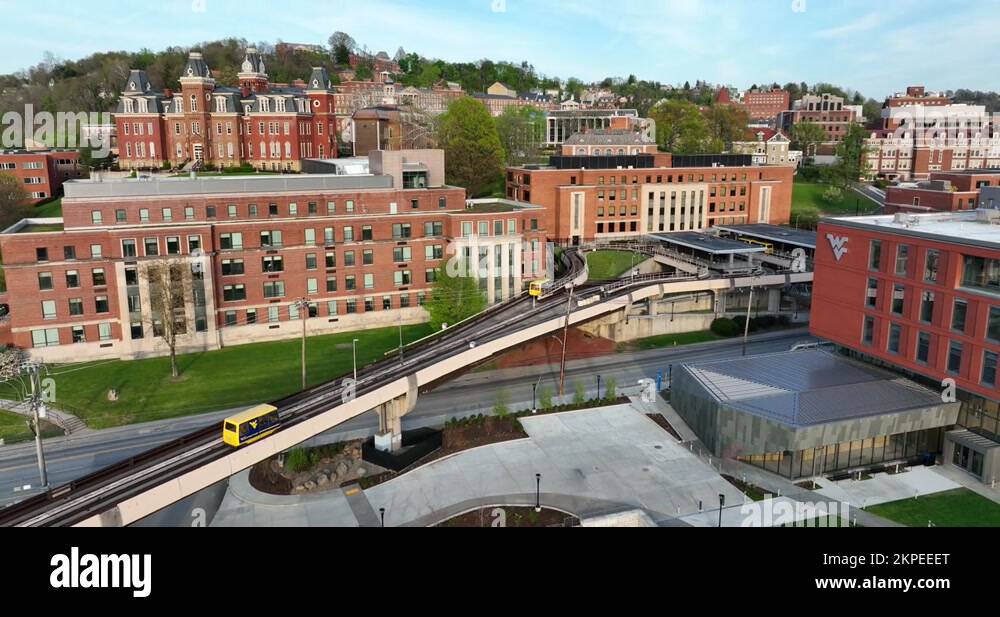 Iconic aerial of West Virginia University. Personal Rapid Transit ...