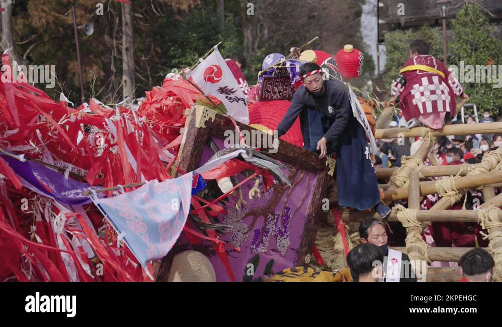 Sagicho Matsuri Festival, Japanese People Riding Mikoshi Float at ...