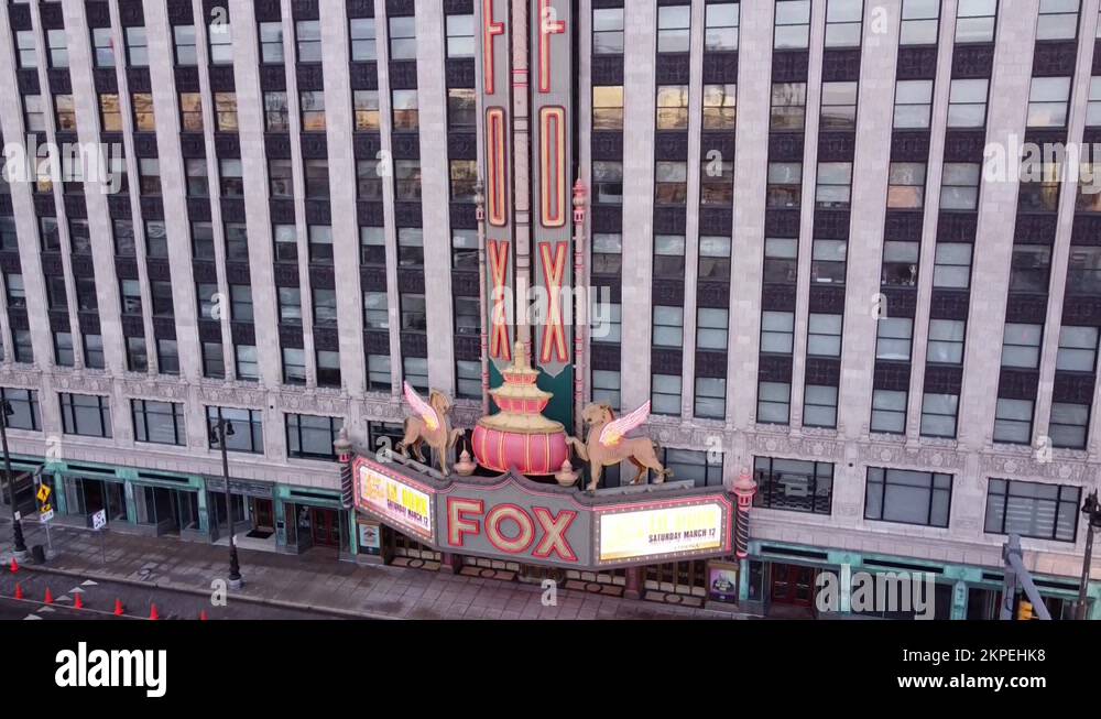 Facade Exterior Of The Famous Fox Theatre In Detroit Downtown In ...