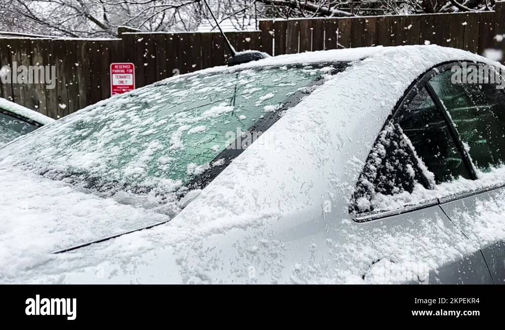 Heavy Snow Falling In Car During Winter - medium shot Stock Video ...