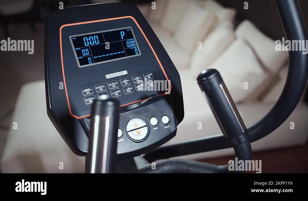 digital console screen of elliptical cross trainer machine, heart rate ...