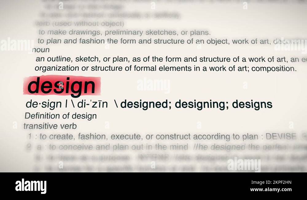 The Word Design Red Highlighted in a Dictionary Animation Stock Video ...