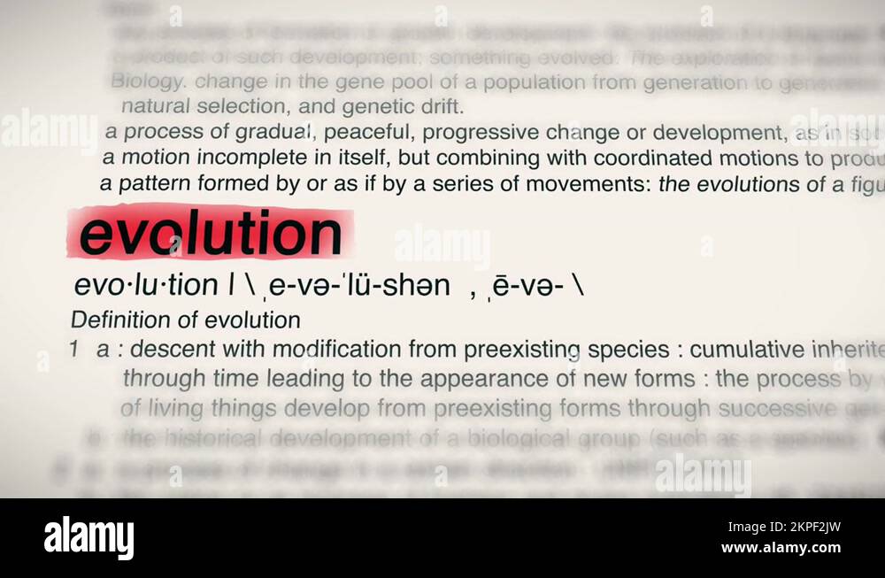 The Word Evolution Red Highlighted in a Dictionary Animation Stock ...