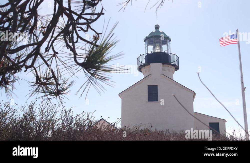Vintage lighthouse tower, retro light house, old fashioned classic ...