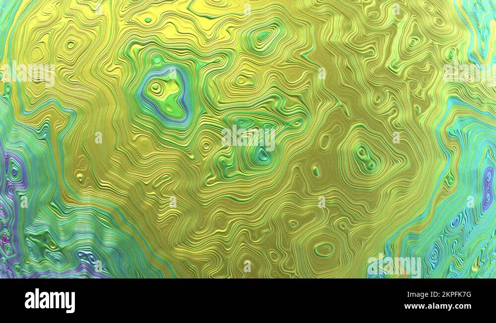 Psychedelic liquid colorful metallic texture. Looping abstract fluid ...