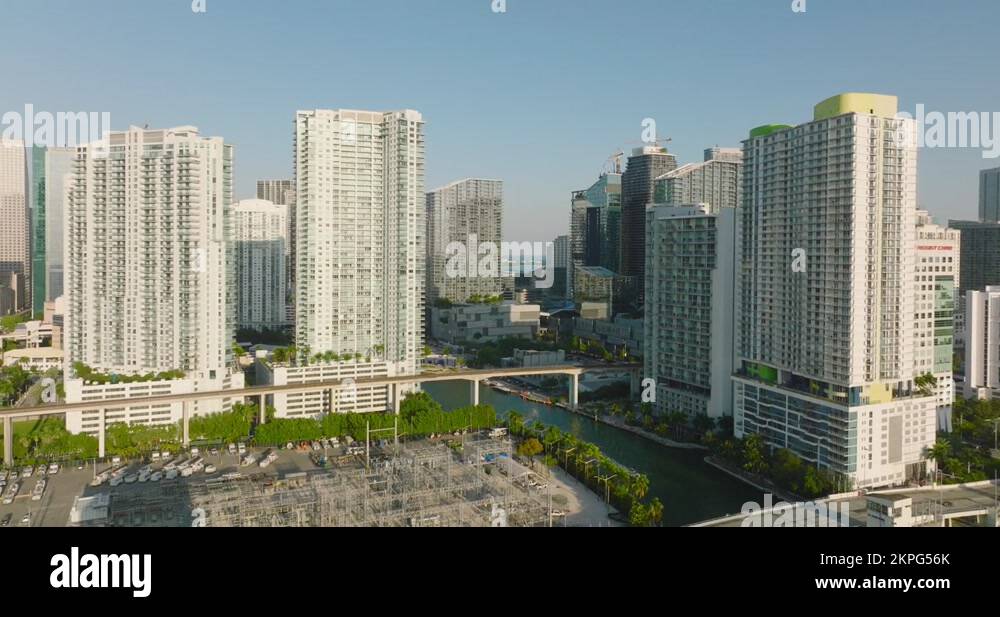 Florida miami miami river water high rise tall building buildings Stock ...