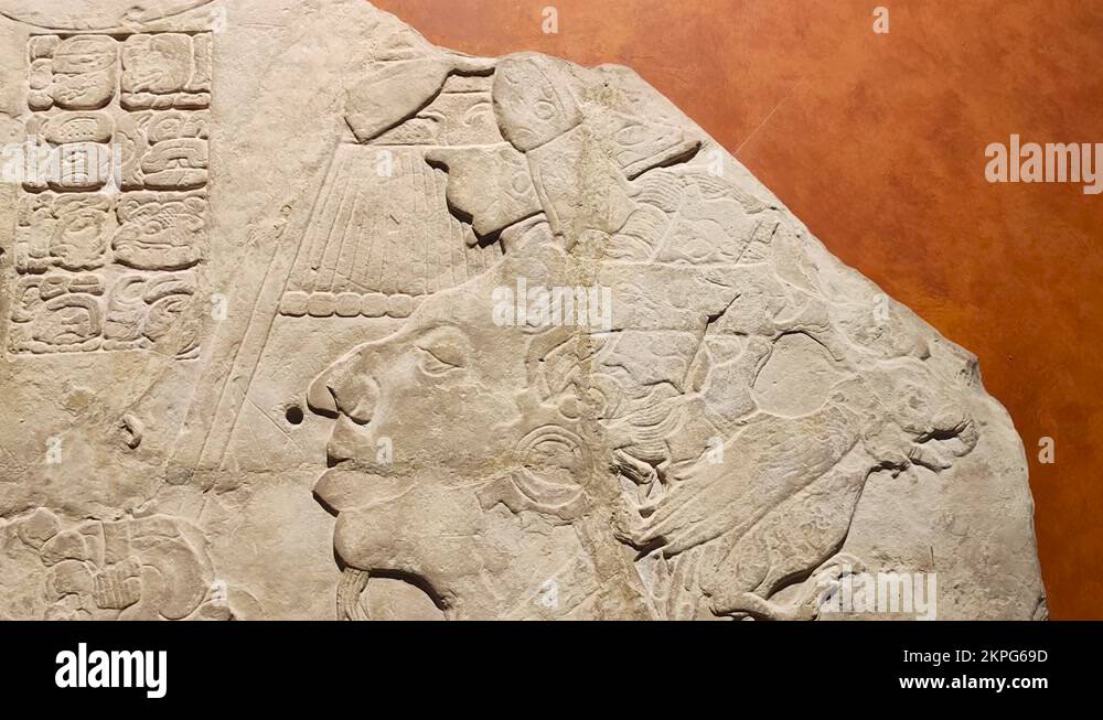 approach shot to the head of pakal, mayan king of ancient times in ...