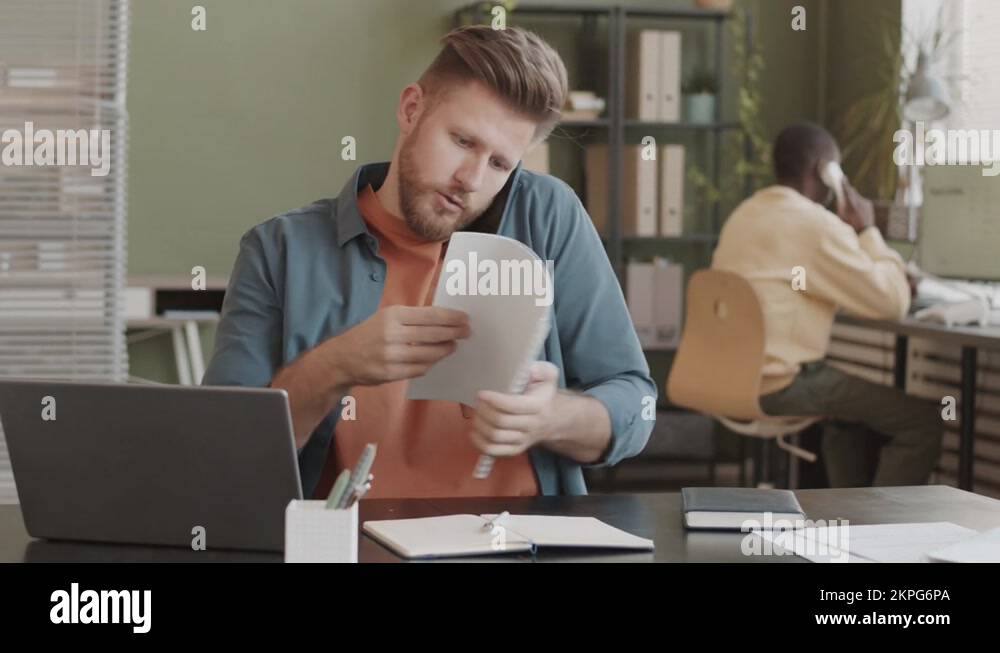 Marketing Specialist Making Phone Call at Workplace Stock Video Footage ...