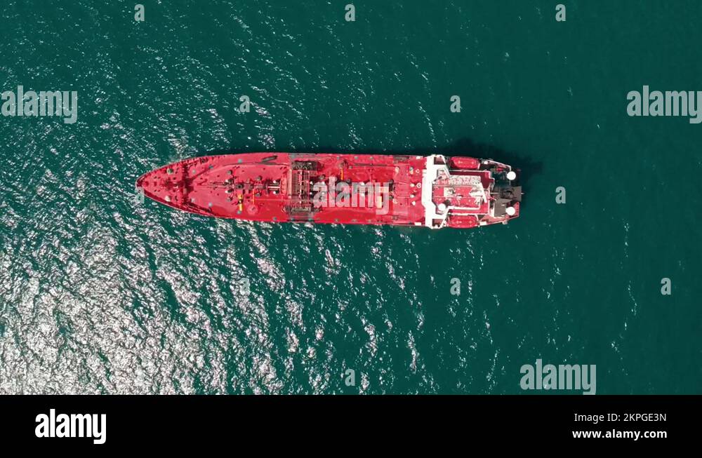 Container vessel anchored in the port, aerial top view Stock Video ...