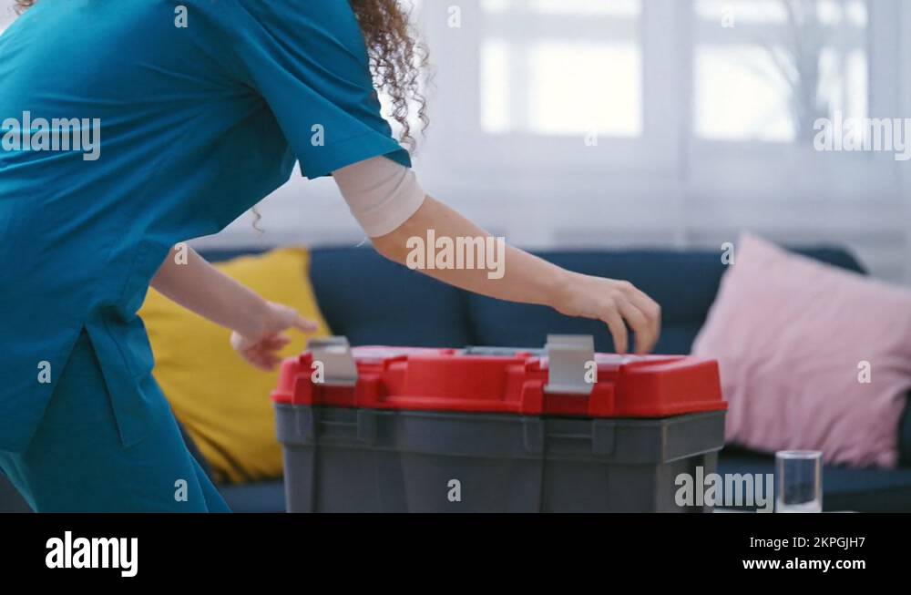 Emergency service doctor arriving in a hurry, first medical aid, saving ...