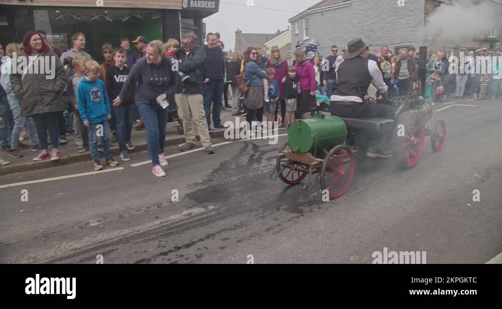 People On Roadside Watching The Parade Of Steam-powered Train During ...
