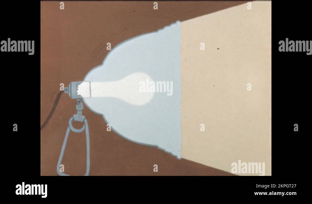 1940s: Light ray in the tent. Drawing of a lamp and its light rays ...