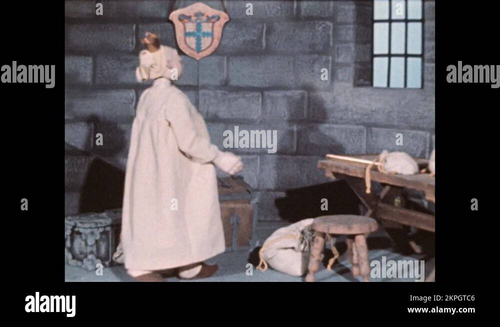 1950s: Puppet man walks into room, looks around, opens treasure chest ...