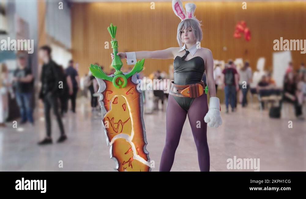 Zoom in cute Battle Bunny River from League of Legends game cosplay at ...