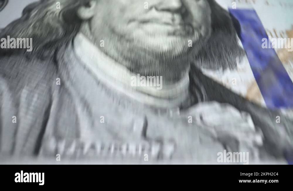 100 American Dollar Bills. Cash Money Banknotes. Franklin's Face ...