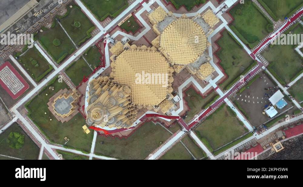 Aerial circling top view of Somnath mandir. Somnath Mahadev Temple ...
