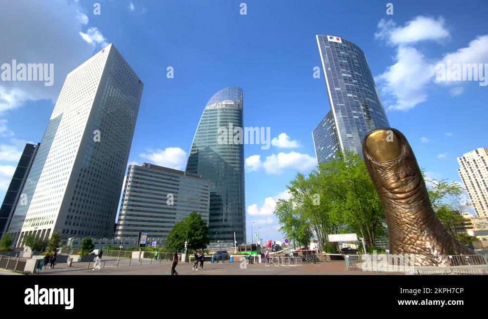 Tour Egee, Tour T1 and Tour Sequoia towers in La Defense in Paris, France Stock Video Footage ...