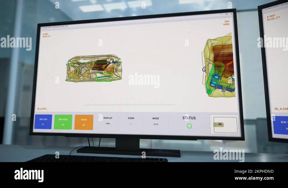 Computer Screen Displays X-Ray Scan Of Bags For Prohibited Items ...