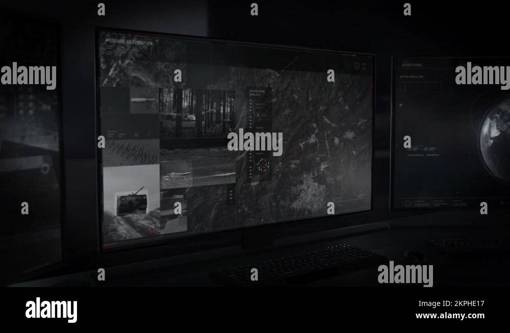 Computer Screen Displaying Map And Images Of Military Tanks Under ...