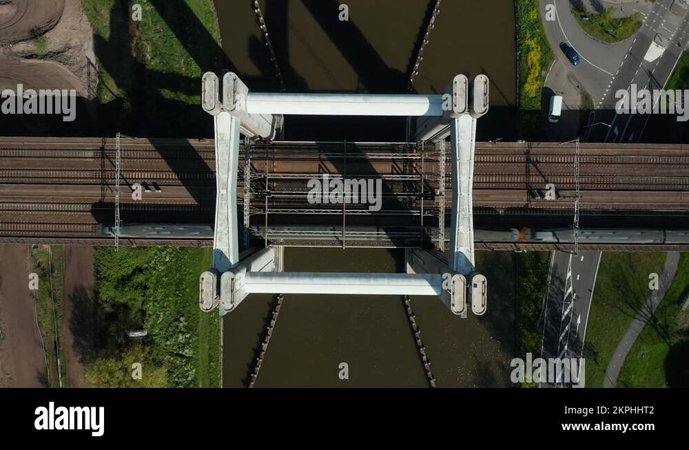 An Intercity NS Sprinter Crossing Over The Train Spoorbrug In Nieuwe ...