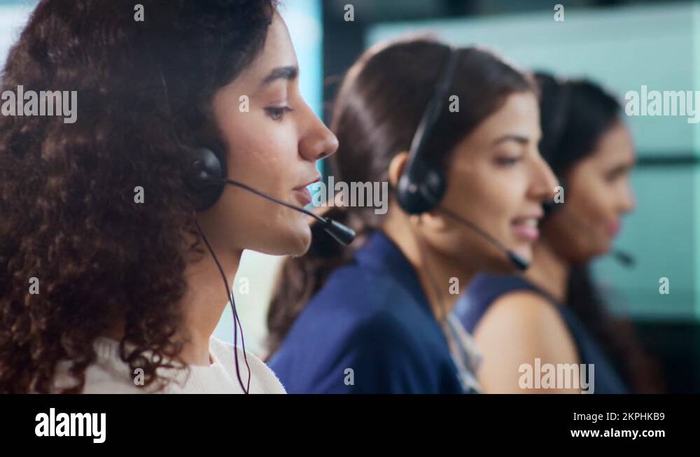 Indian women call center corporate office employees interacting with ...