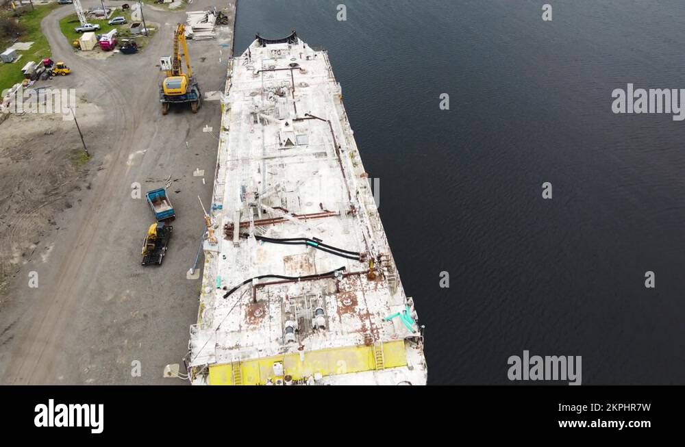 Ships being retrofitted for service and stripped for parts Stock Video ...