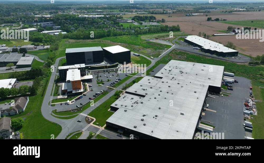 High, aerial view of large Rock Lititz complex. Warehouse, hotel, and ...