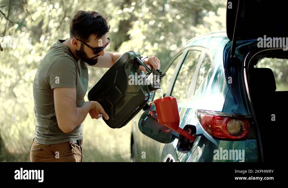 Filling Bio Diesel Into Gas Tank. Refilling Gasoline Fuel Tank Gasoline ...