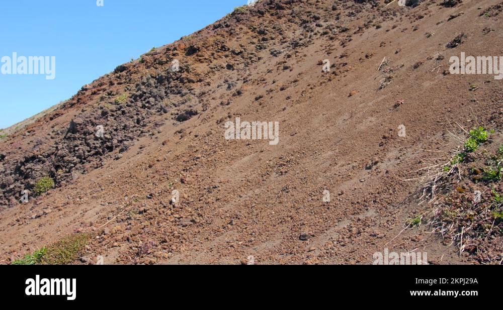 Steep Slope Of Active Volcano Mount Vesuvius In Southern Italy. close ...