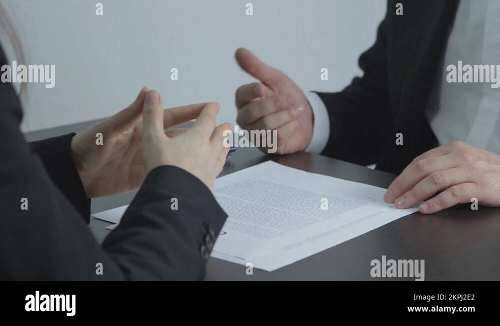 Detail of hands explaining, negotiation behavior, sign contract ...