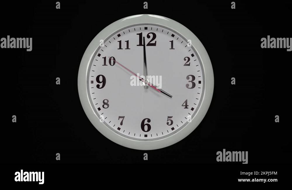 White Wall Clock Face Beginning Of Time Of 4.00 Am Or Pm. 4k. ProRes ...