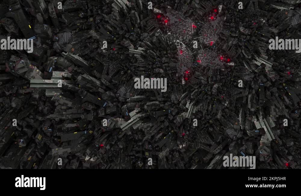 Evil City city planet replication 3d seamless loop animation Stock ...