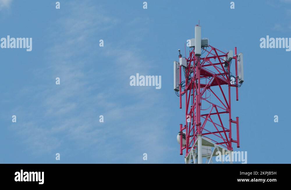 Digital wireless connection system. Cell tower antennas transmitting data Stock Video Footage ...