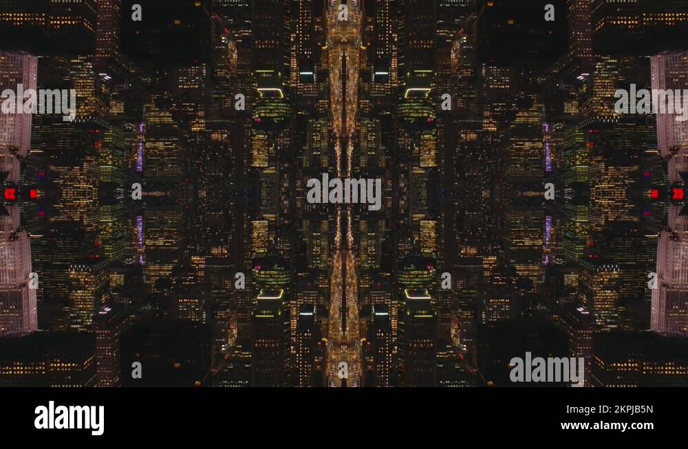 Night city scene. Modern high rise buildings with lighted windows ...