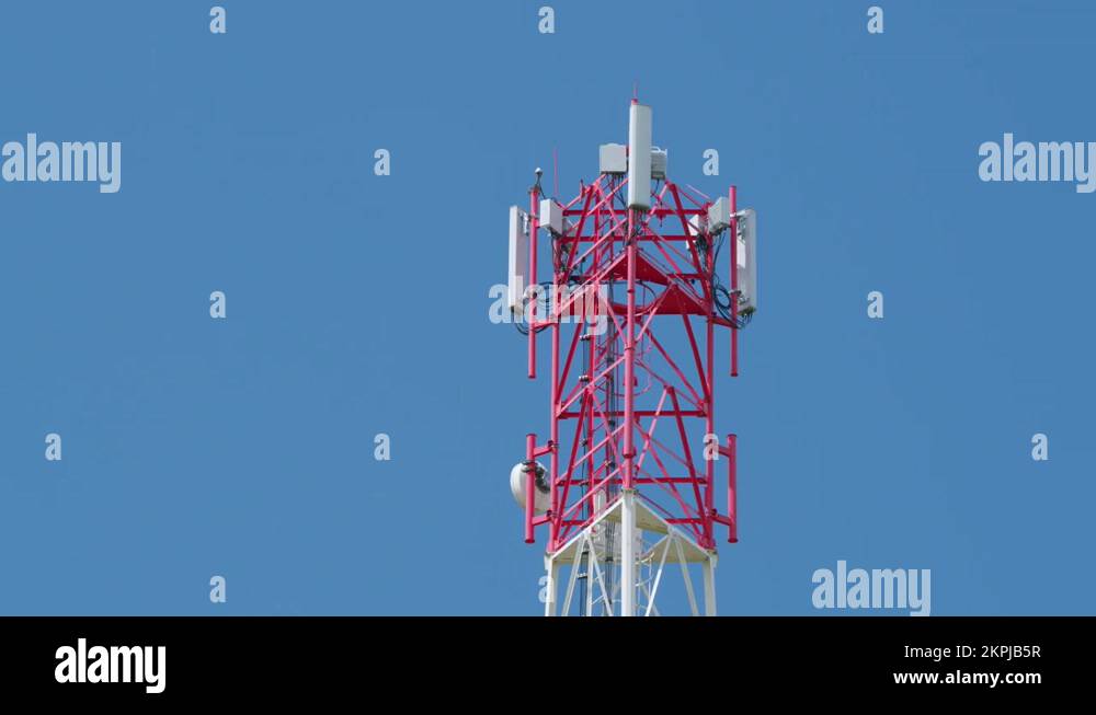 Telecommunications tower carrying broadcasting antennas for lte, 4g, 5g ...