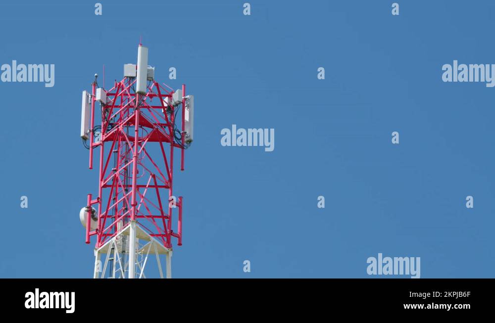 Cell site of telephone tower with 6g base station transceiver. Tower ...