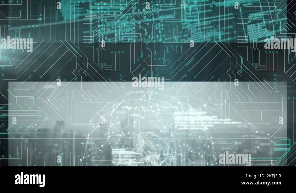 Animation of data processing on black and green background with screens and Stock Video Footage ...