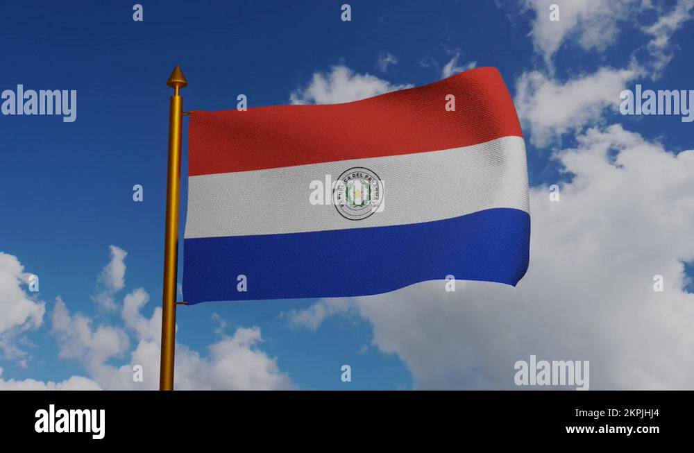 National flag of Paraguay waving 3D Render Stock Video Footage - Alamy