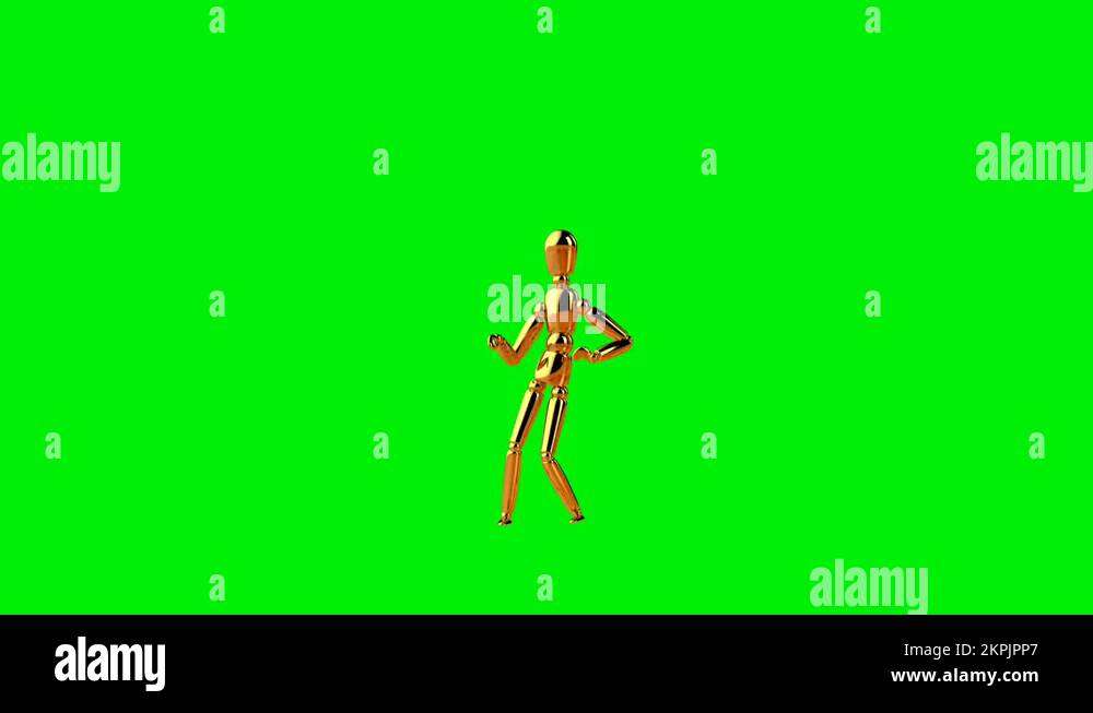 Funny golden mannequin doing mambo side step dance, seamless loop ...