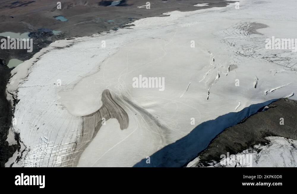 Expansive Langjokull Ice Cap In Iceland During A Sunny Day. Aerial Top ...
