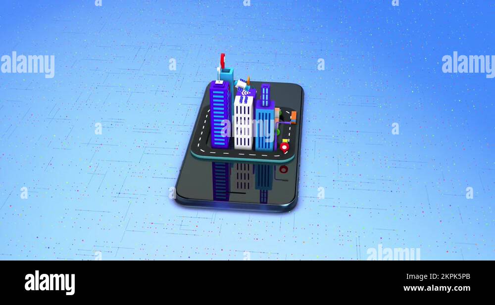 Futuristic Smart City Isometric 3D Concept Animation. Skyscrapers Stock ...