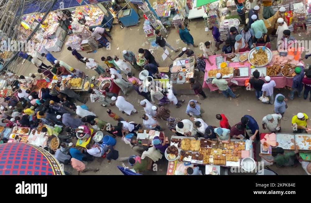 Birds Eye View Across Busy Street Scene With Locals At Chawk Bazaar In ...