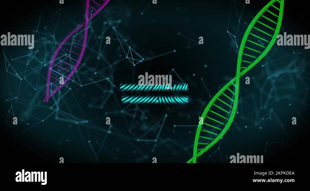 Biometric scanner and security padlock icons against dna structures and ...