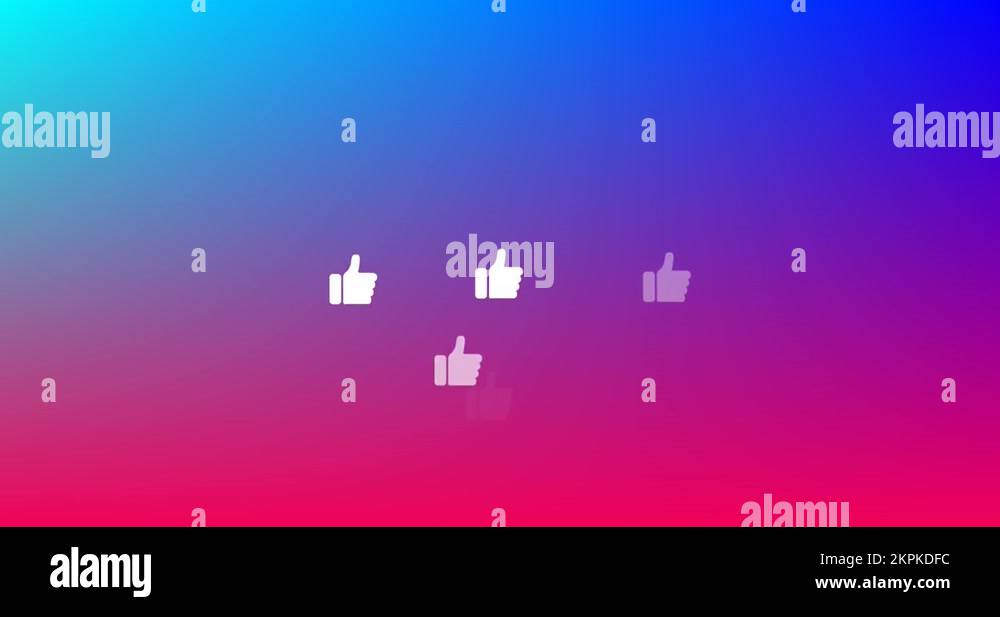 Multiple thumbs up icons floating against blue and purple gradient background Stock Video ...