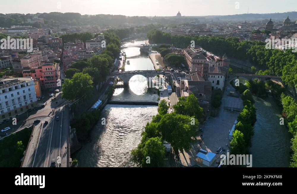The Tiber Island on the Tiber River in Rome. Isola Tiberina, fiume ...