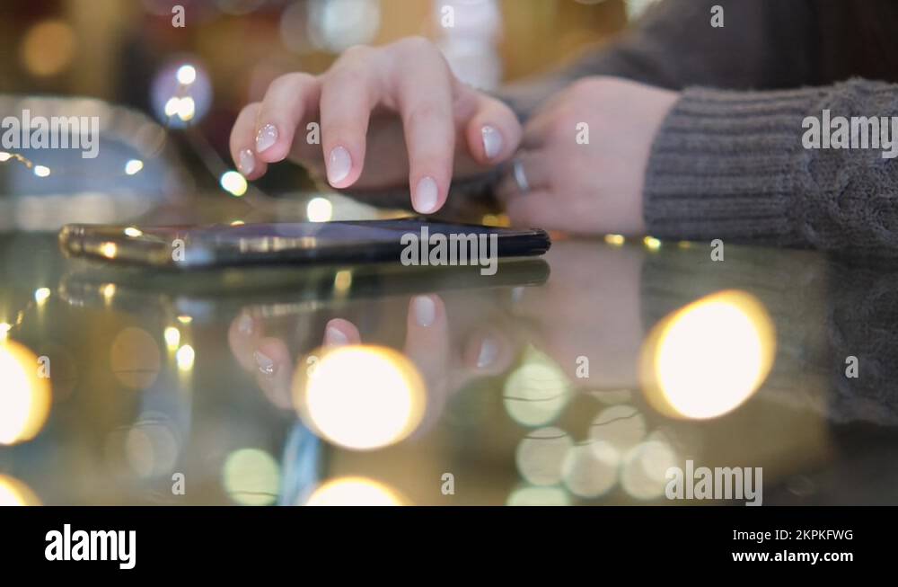 Food court in a shopping mall. Finger of woman touching scroll page app on Stock Video Footage ...
