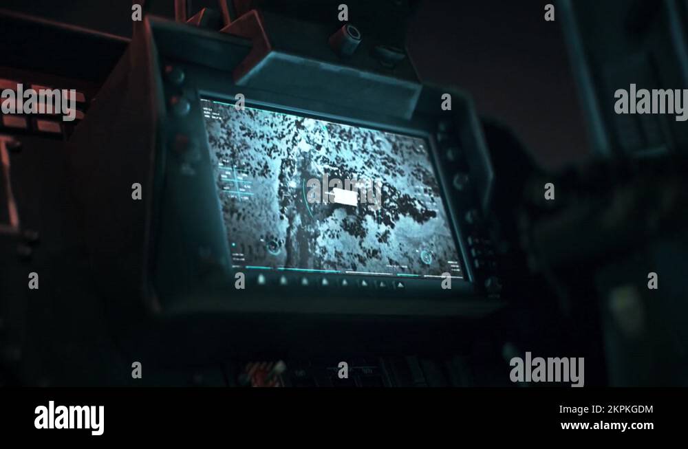 High tech military system interface striking an enemy tank with a ...