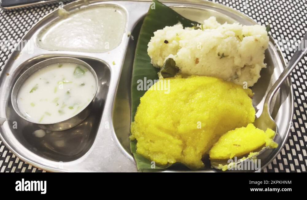 A beautiful presentation of Idly and Upma on a same plate and these are ...