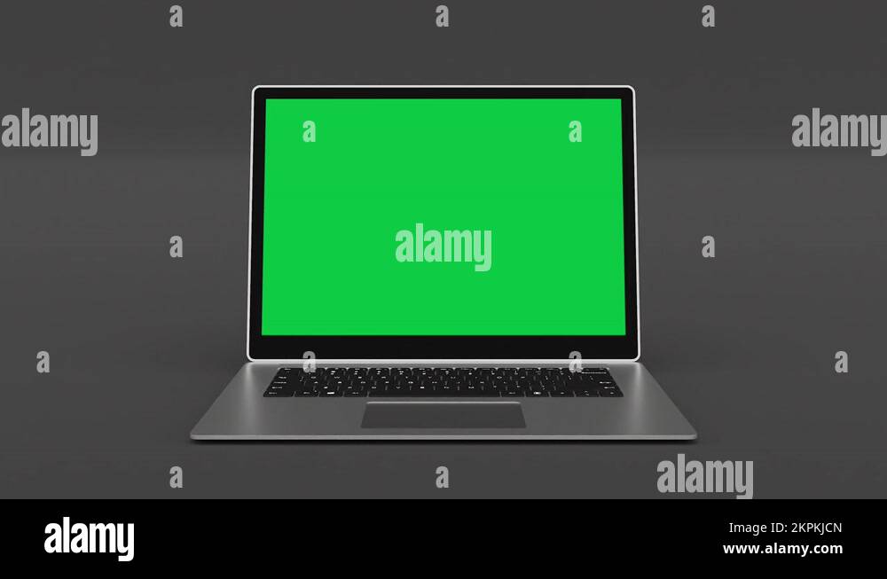 Modern Laptop Opening and Turning ON Green Screen Slim PC 4k Stock ...